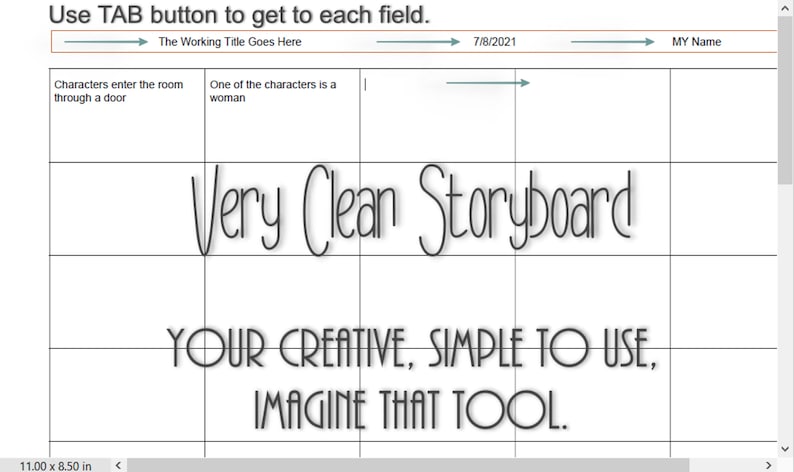 Clean Storyboard Template - Fillable - Reusable PDF - Etsy