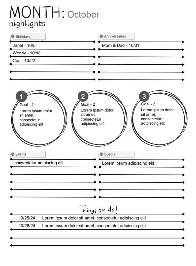 Monthly Highlights - Template Letter Size PDF - Fillable/reusable ...