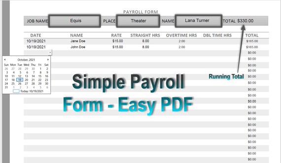 Simple Payroll Easy PDF - Etsy