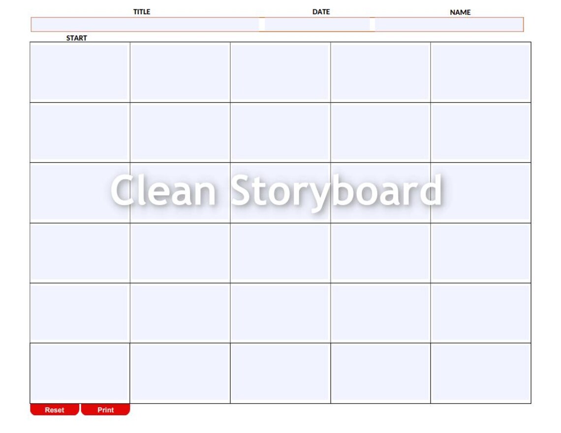 Clean Storyboard Template - Fillable - Reusable PDF - Etsy