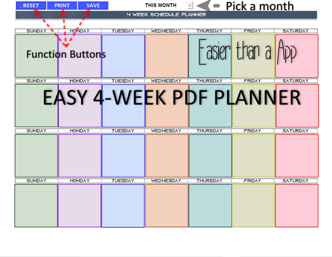 PDF Fillable 4 Week Planner - Etsy UK