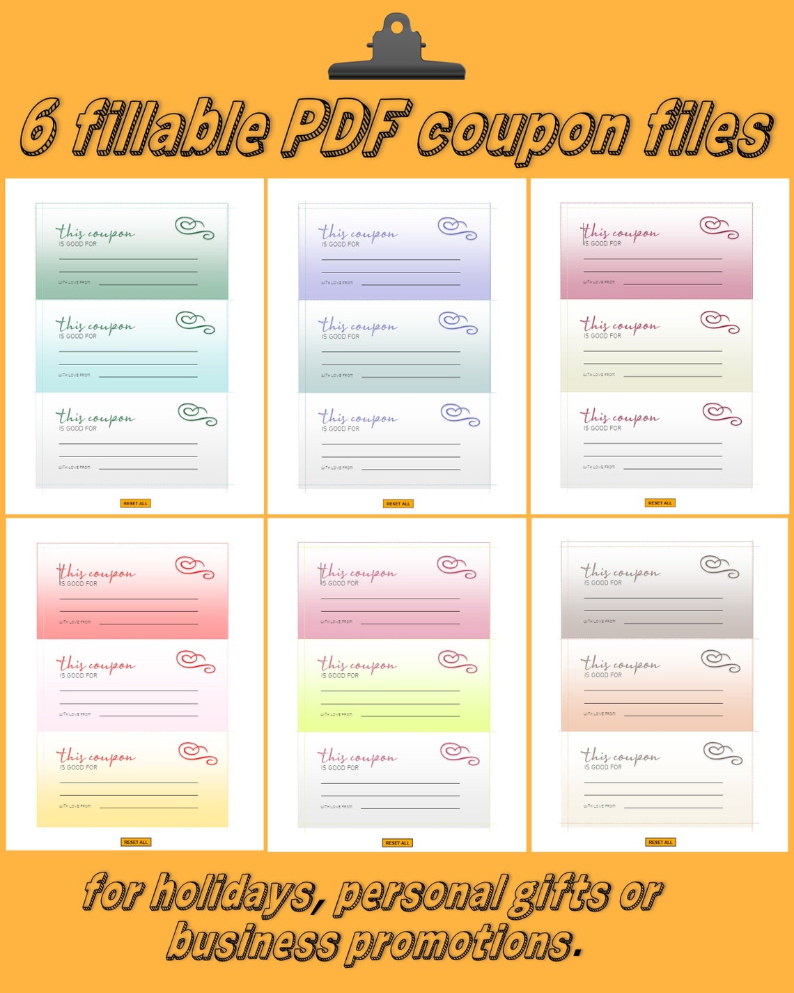 Simple Fillable Coupons - 6 PDF Files - Etsy