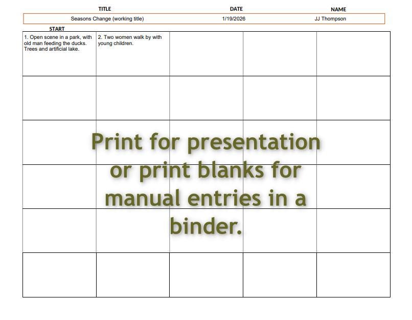 Clean Storyboard Template - Fillable - Reusable PDF - Etsy