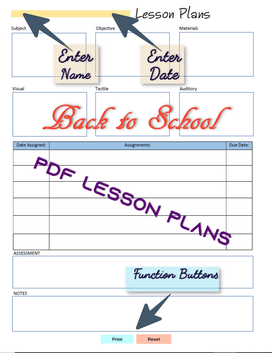 Back to School Lesson Plans Template - Etsy