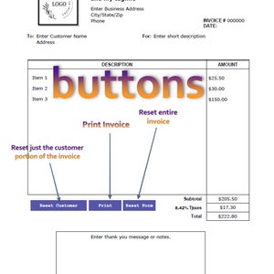 Advanced Fillable PDF Invoice - Insert Logo - Etsy