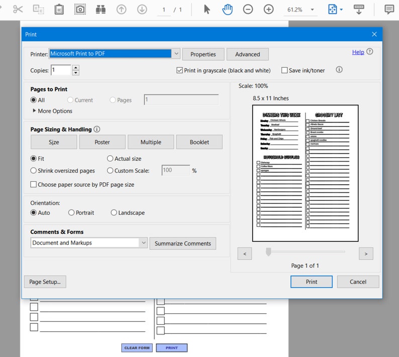 PDF Fillable and Printable Dinner Plans Template - Etsy