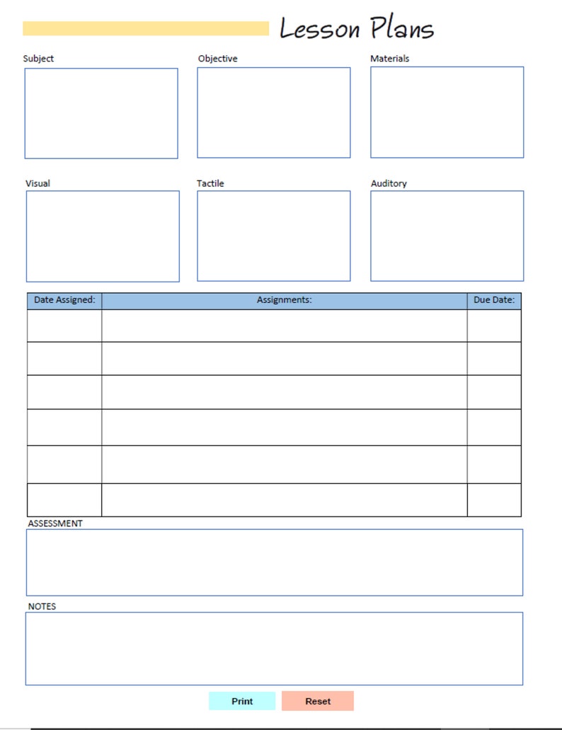 Back to School Lesson Plans Template - Etsy