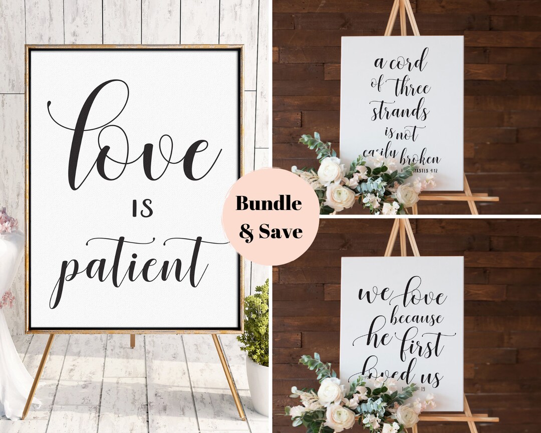 Wedding Welcome Signs Bundle • 1 Corinthians 13 • Love is Patient, Love ...