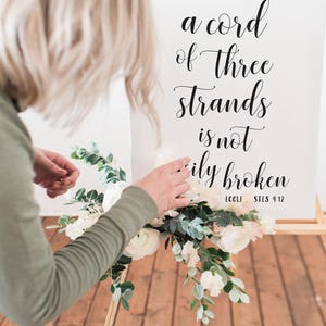 Wedding Sign Scripture Poster • A Strand of Three Cords is Not Easily ...