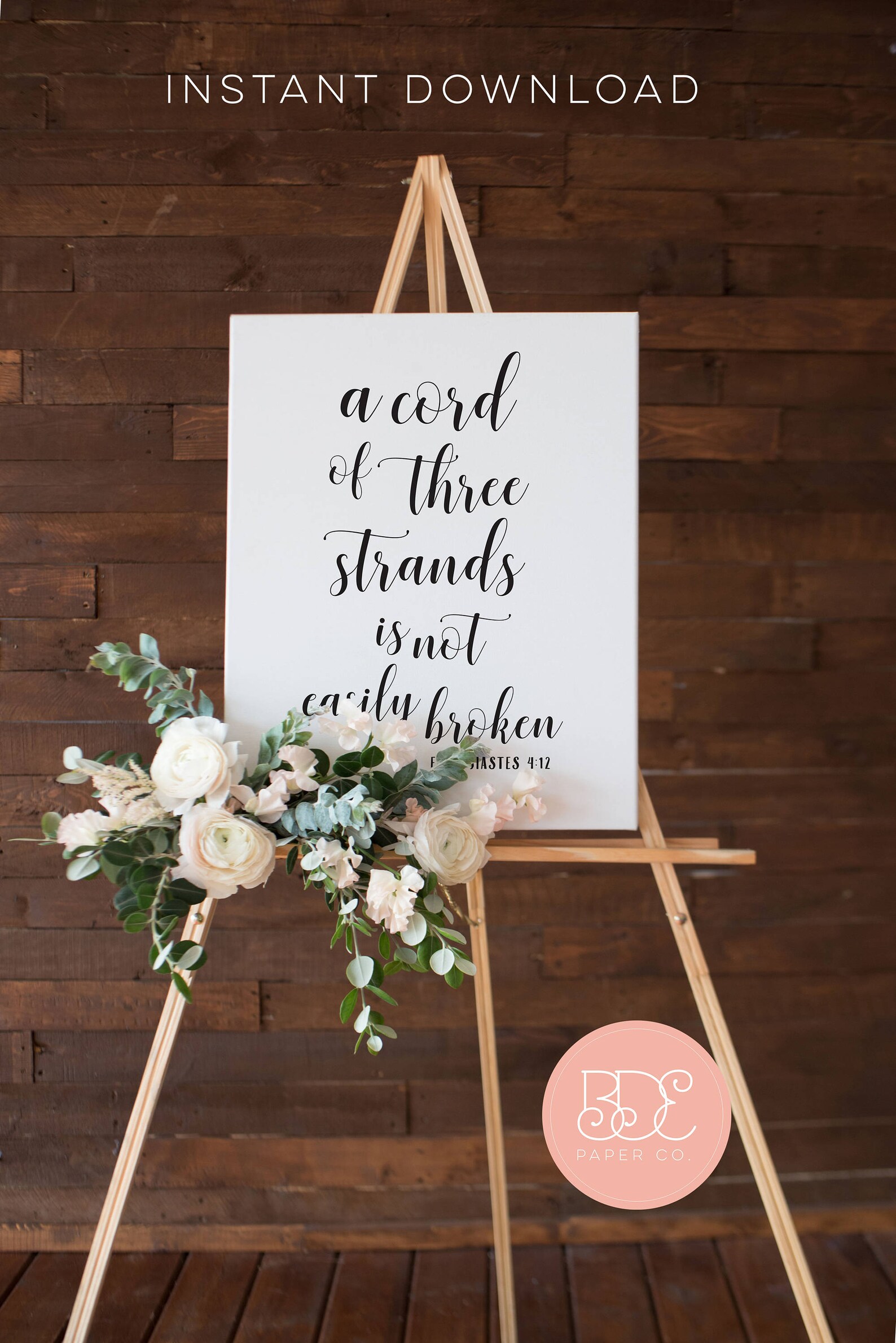 Wedding Sign Scripture Poster A Strand of Three Cords is Not Easily ...