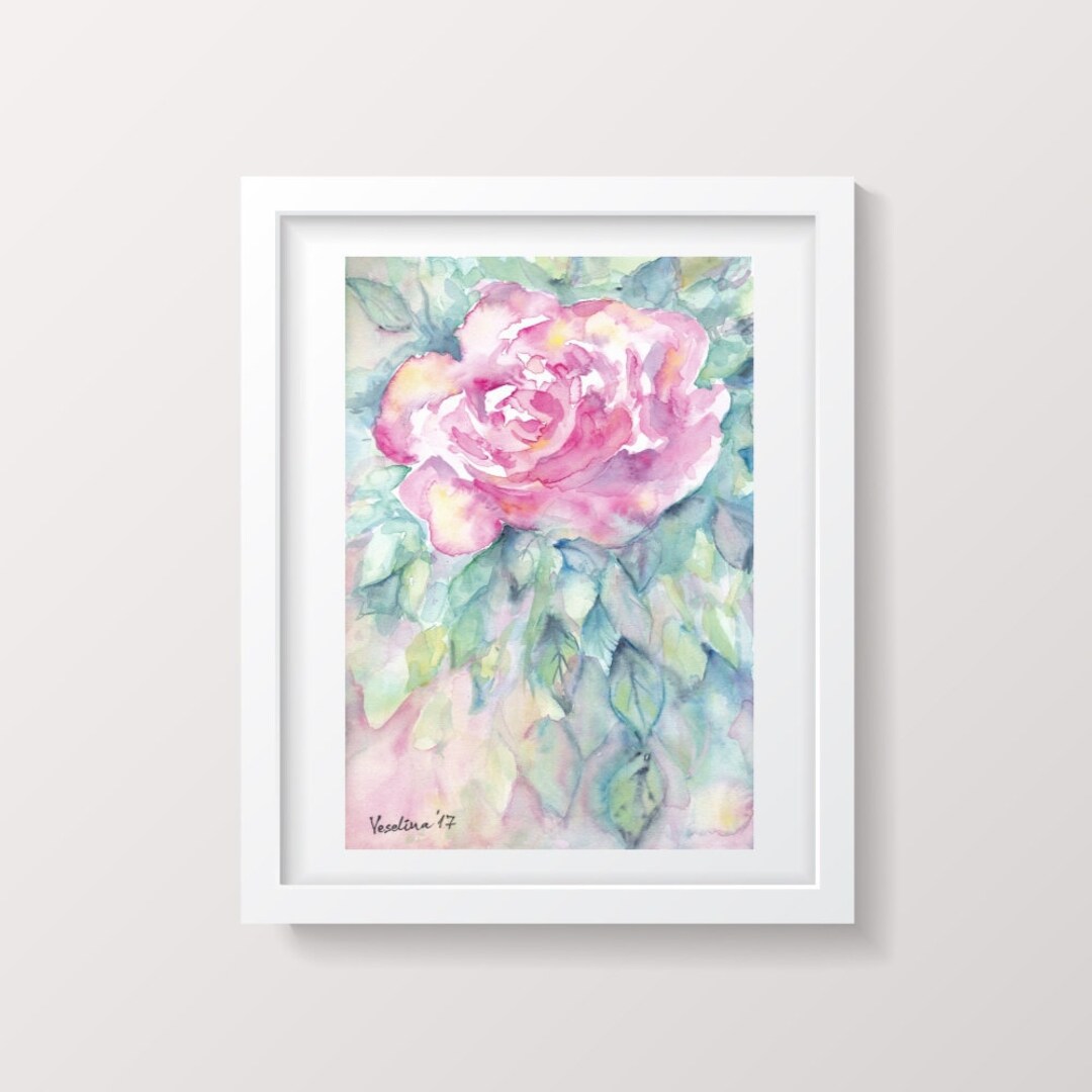 Instant Download Art, Watercolor Rose Digital Print, Digital Download ...
