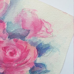 ORIGINAL Roses Watercolor, Roses Painting, Floral Artwork, Aquarelle ... ORIGINAL Roses Watercolor, Roses Painting, Floral Artwork, Aquarelle ...