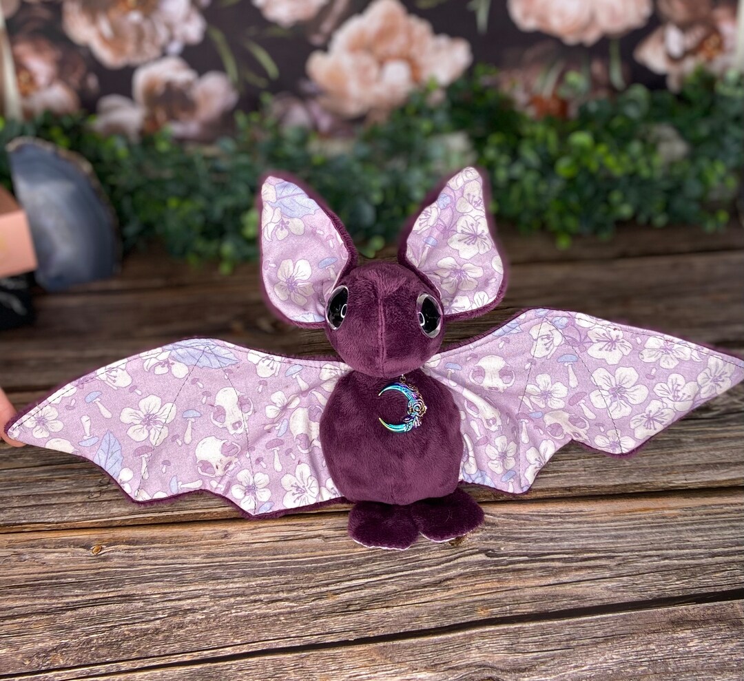 Mid Size Bat Plush, Handmade Plushie, Stuffed Animals, Bat Gifts, Goth ...