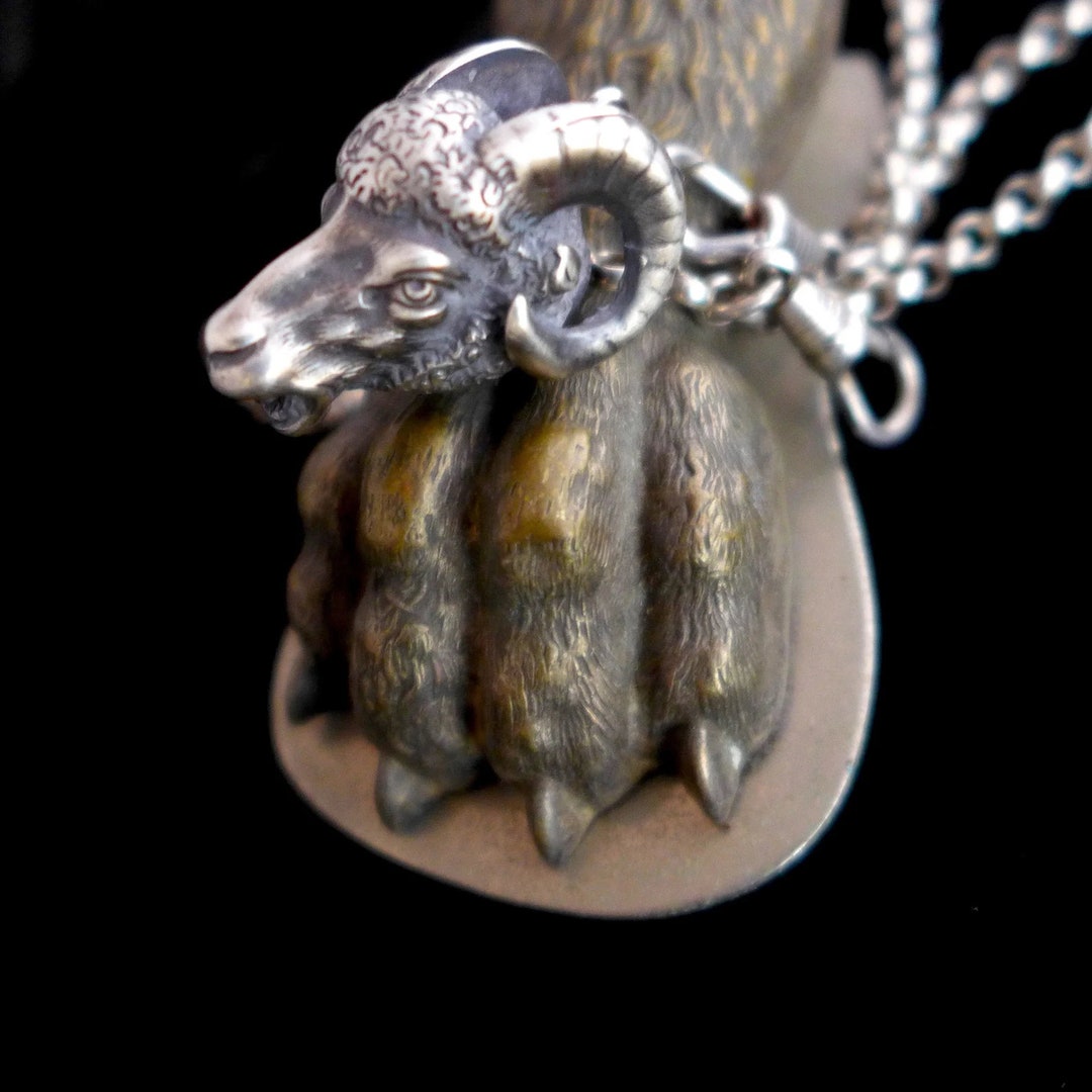 Ram's Head Devil Satyr Amon Antique Sterling Cast Pendant - Etsy