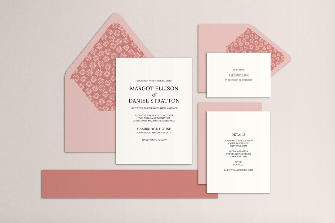 Cambridge Wedding Invitation Suite | 12 Piece Template | Editable in ...