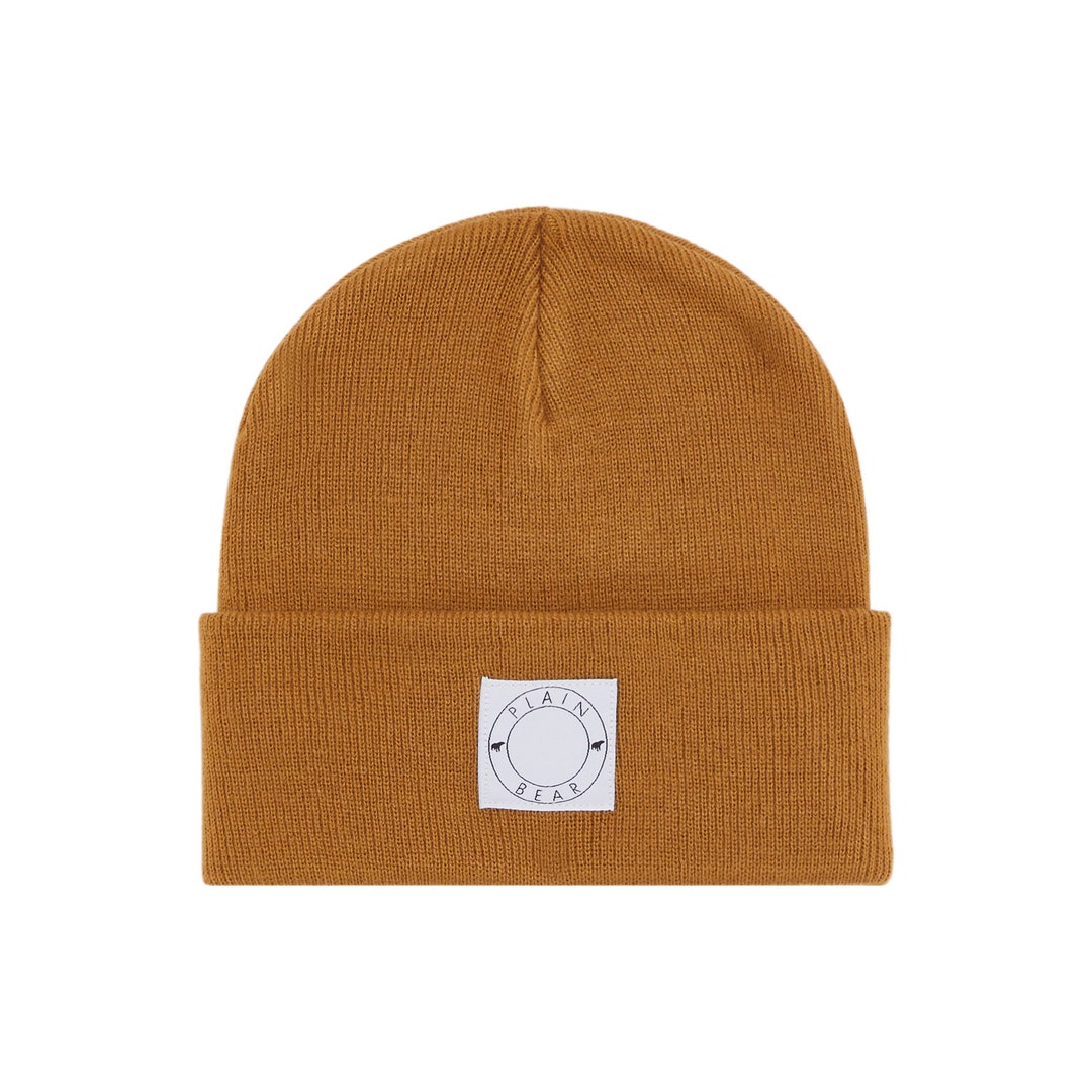 Plain Bear Label Beanie - Caramel - Etsy