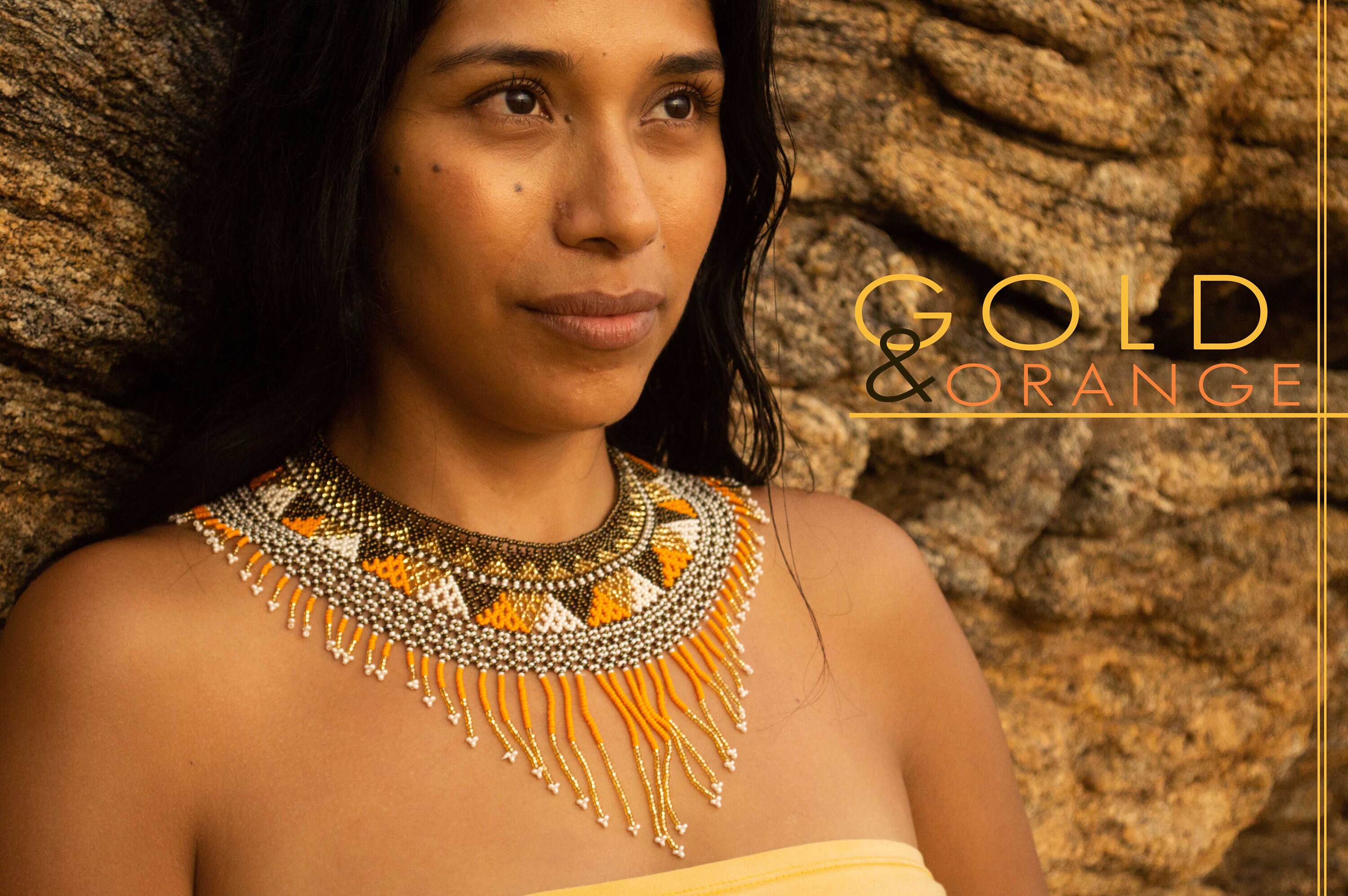 TRIBAL GOLD NECKLACE, in Beads, Boho Tribal, Medicine Necklace ...