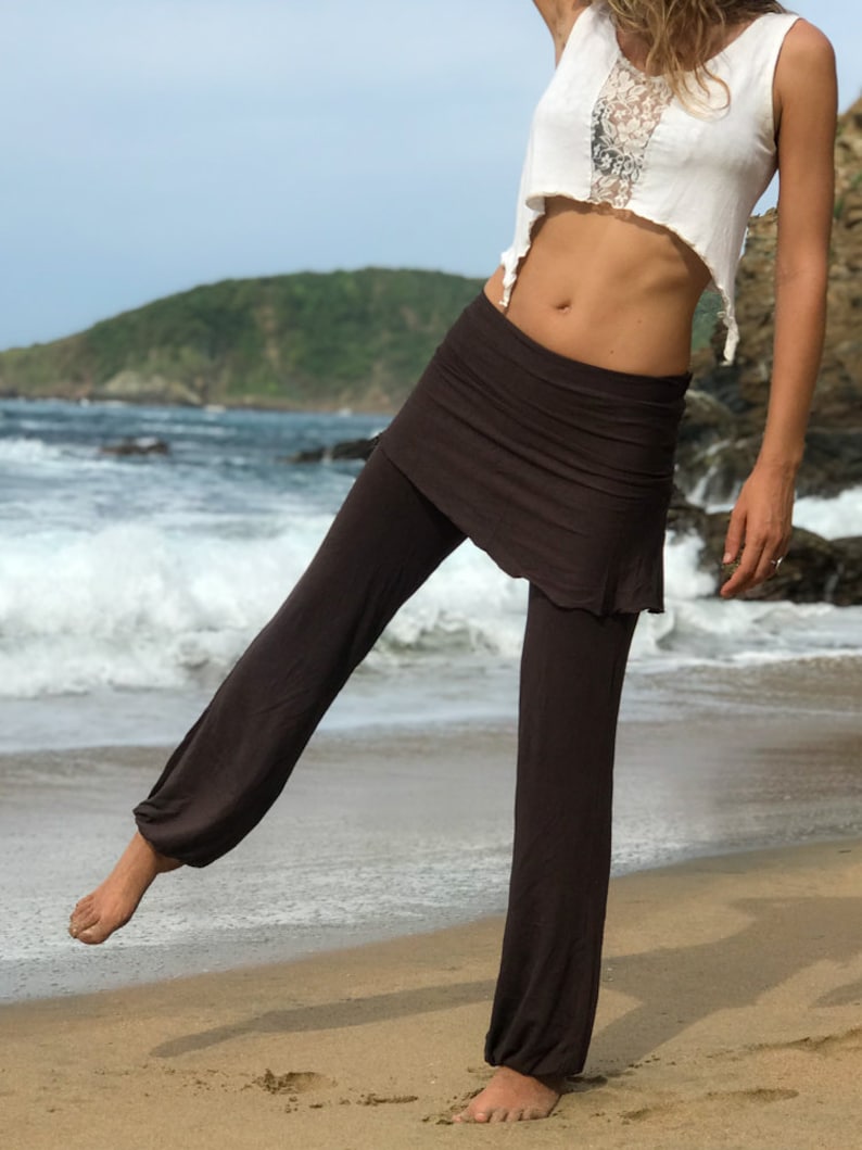 YOGA SKIRT PANTS, Brown Yoga Pants, Skirted Pants, Hoop Pants ...