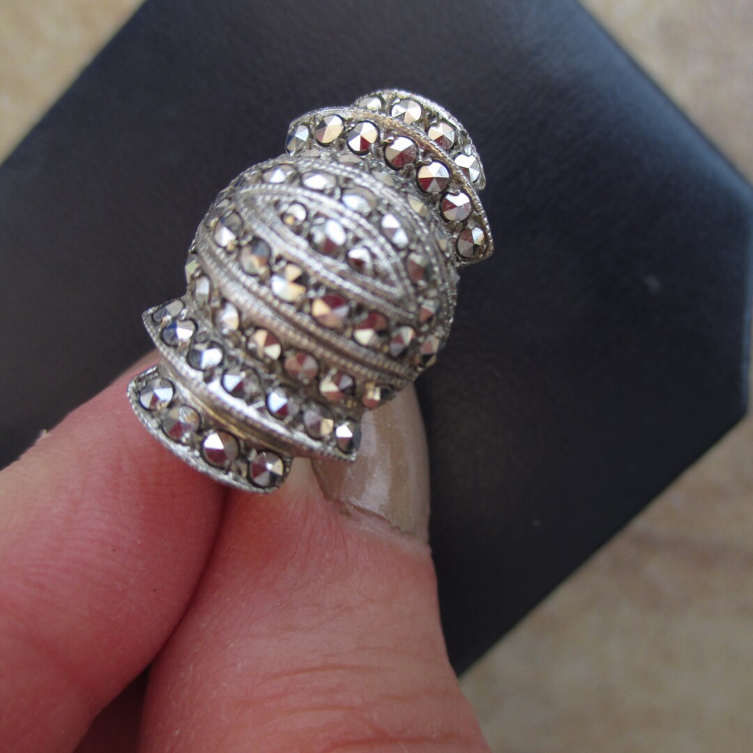 West Germany Silver Art DECO Marcasite Heirloom Ring, Marcasite Ring ...
