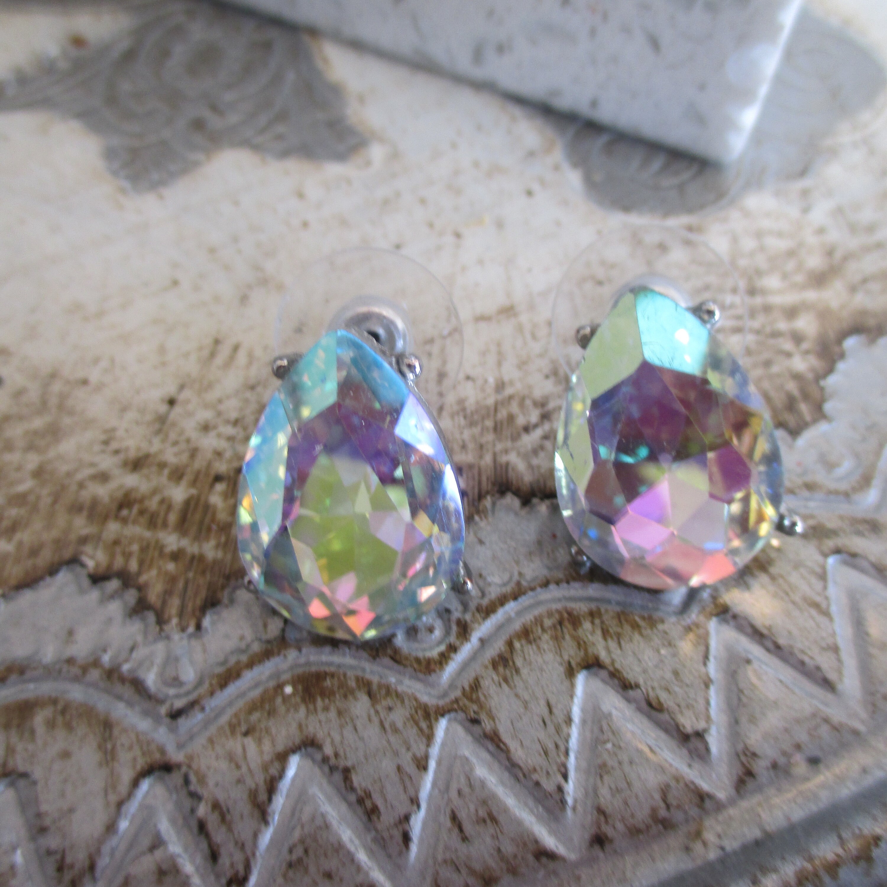 Pear Shaped AB Rhinestone Stud Earrings Large Tear Drop/Pear | Etsy