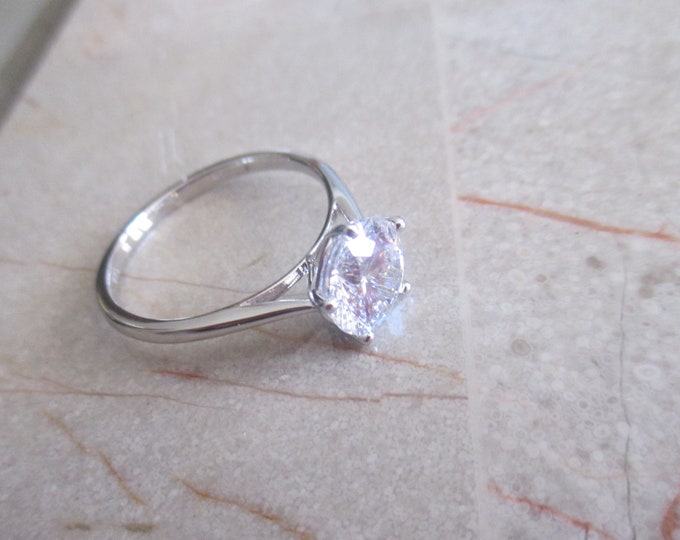 925 Opal and Pink Rhinestone Ring, Size 7 Ring, Sterling 925 Silver ...