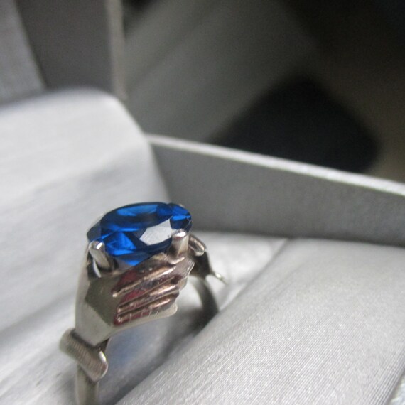 Vintage Praying Hands LC Blue Sapphire Mexico Ring, S… - Gem