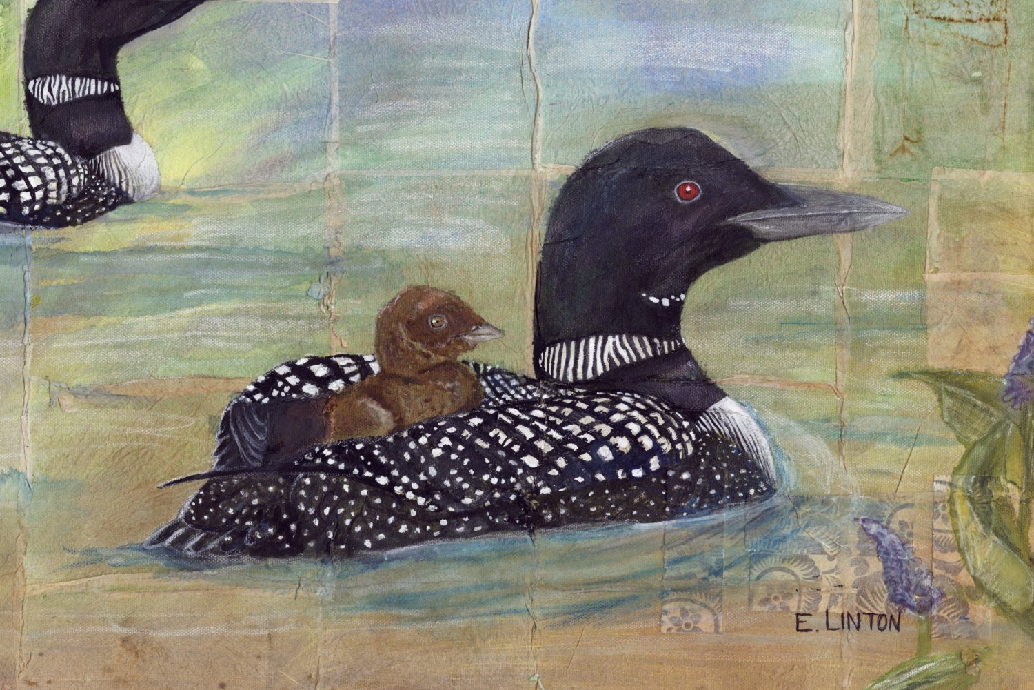 Common Loons Painting | Tea Bag Artwork | Wild Bird Décor | Animal Art ...