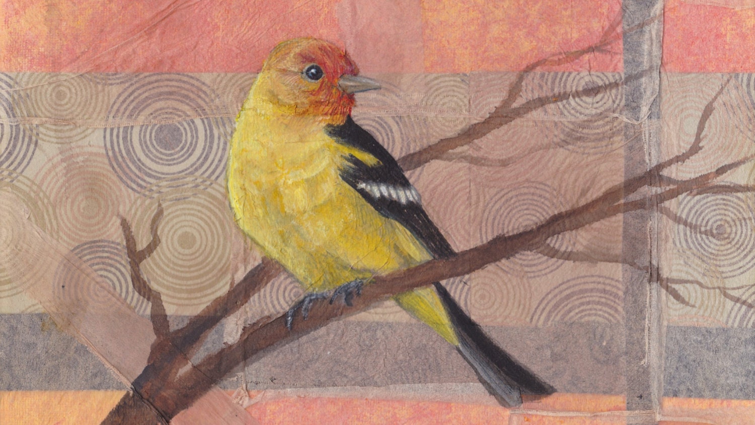 Western Tanager Painting | Tea Bag Painting | Bird Art Print | Wildlife ...