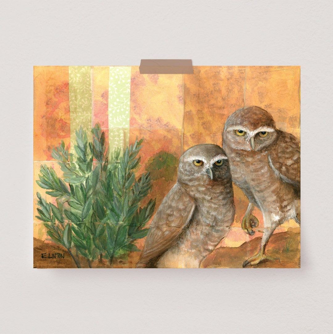 Burrowing Owls Painting | Owl Art Print | Owl Painting | Owl Home Decor ...