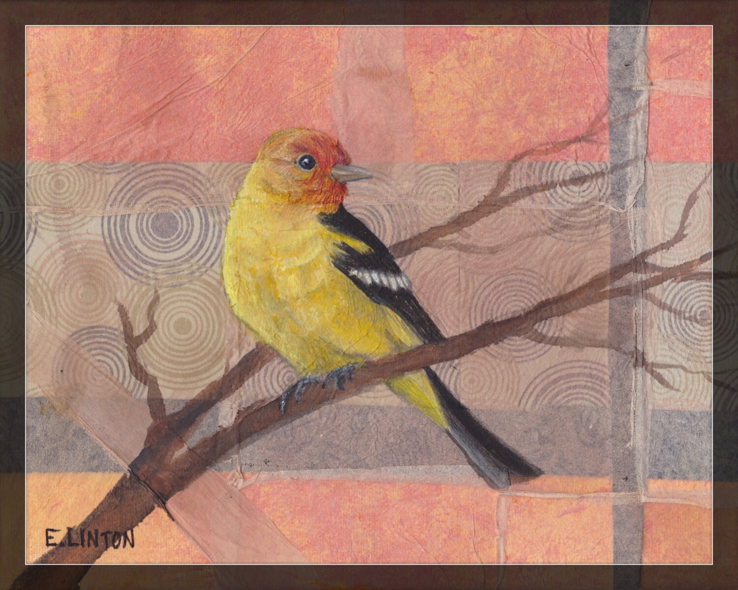 Western Tanager Painting | Tea Bag Painting | Bird Art Print | Wildlife ...