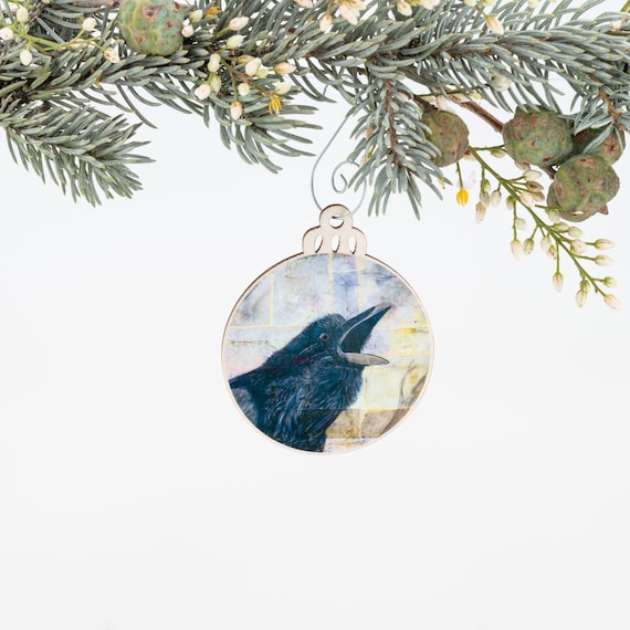 Raven Ornament Christmas Ornament Bird Ornament Wooden | Etsy