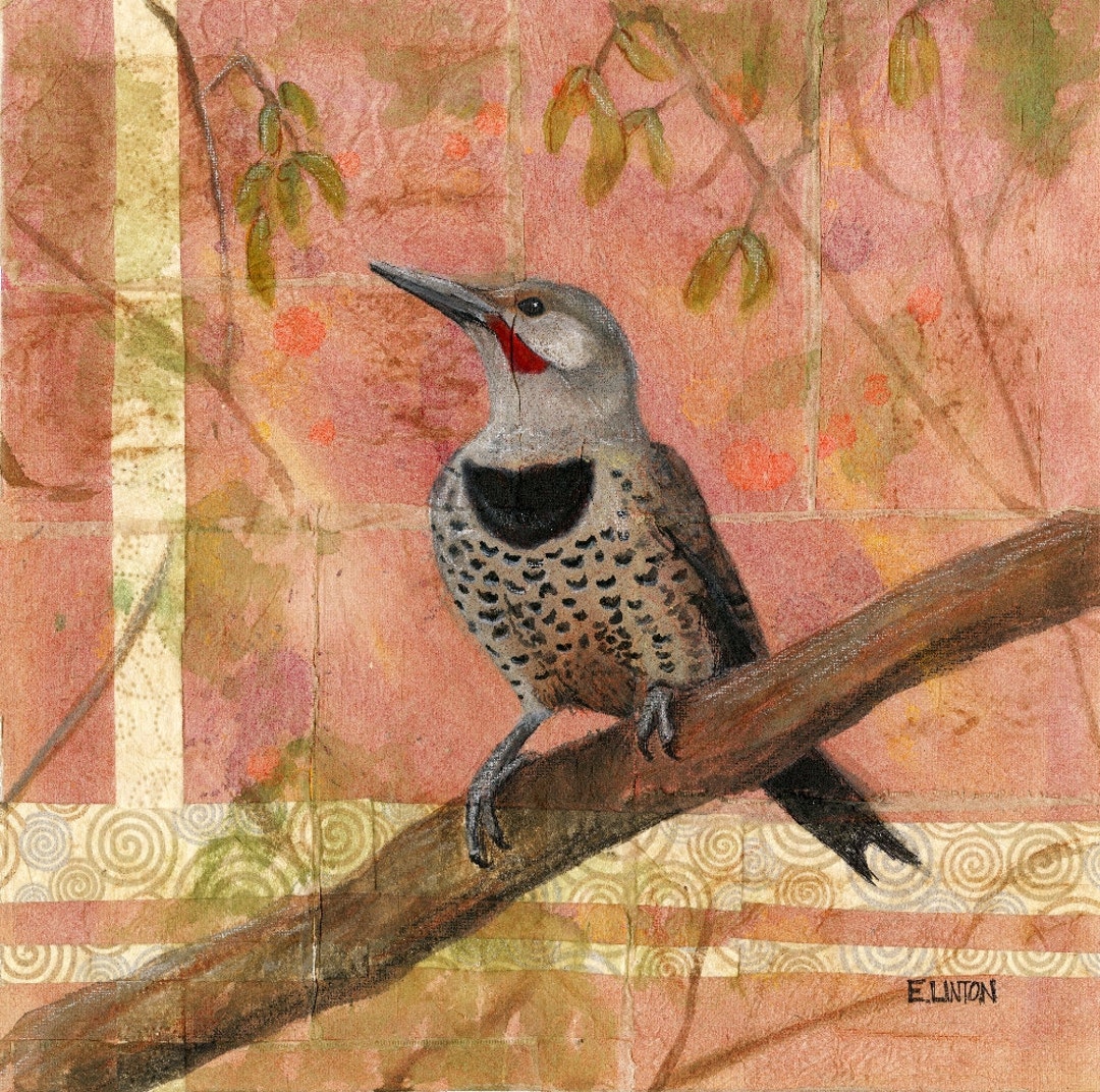 Northern Flicker Painting, Bird Painting, Bird Artwork, Woodpecker Art ...