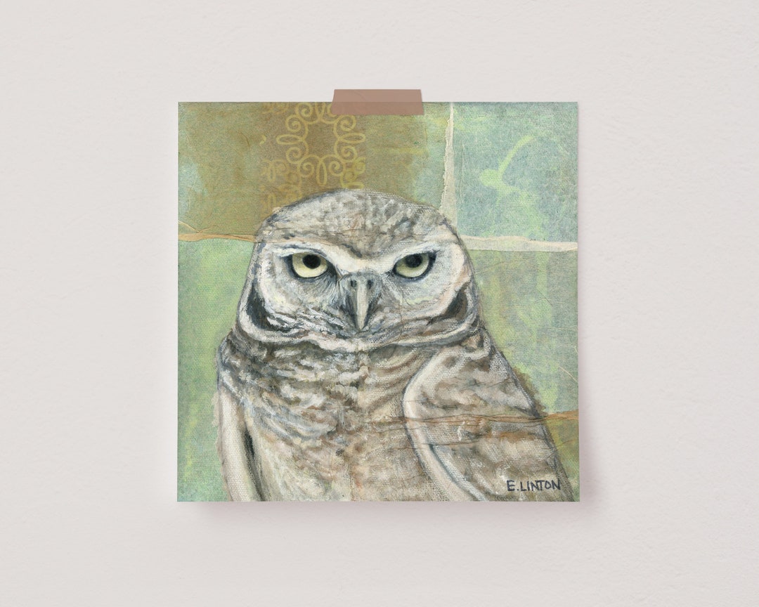 Burrowing Owl Painting | Owl Art Print | Bird Painting | Owl Home Decor ...