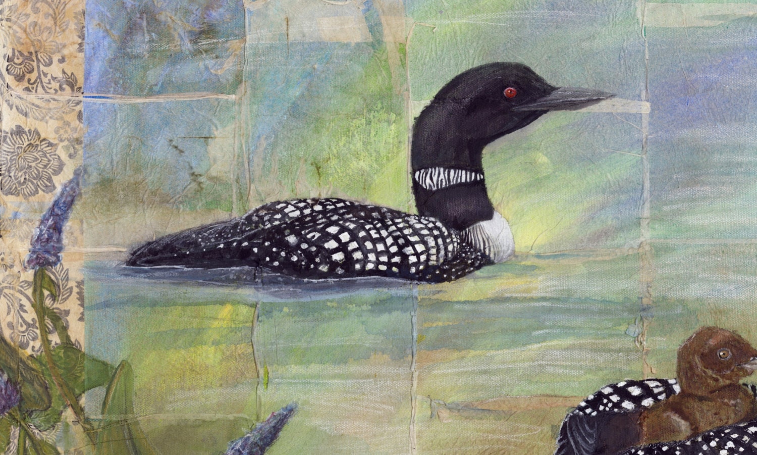 Common Loons Painting | Tea Bag Artwork | Wild Bird Décor | Animal Art ...