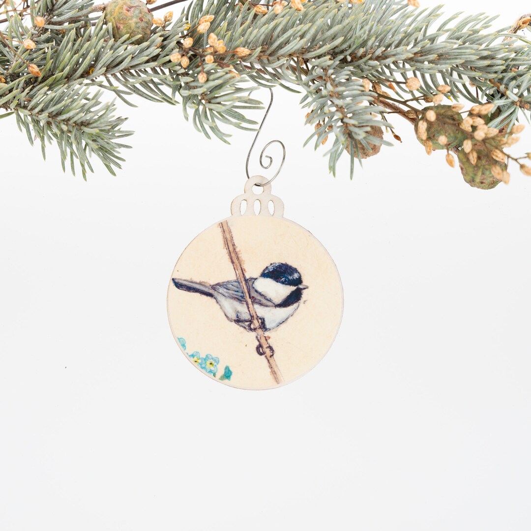 Black Capped Chickadee Ornament Christmas Ornament Bird Ornament Wooden ...