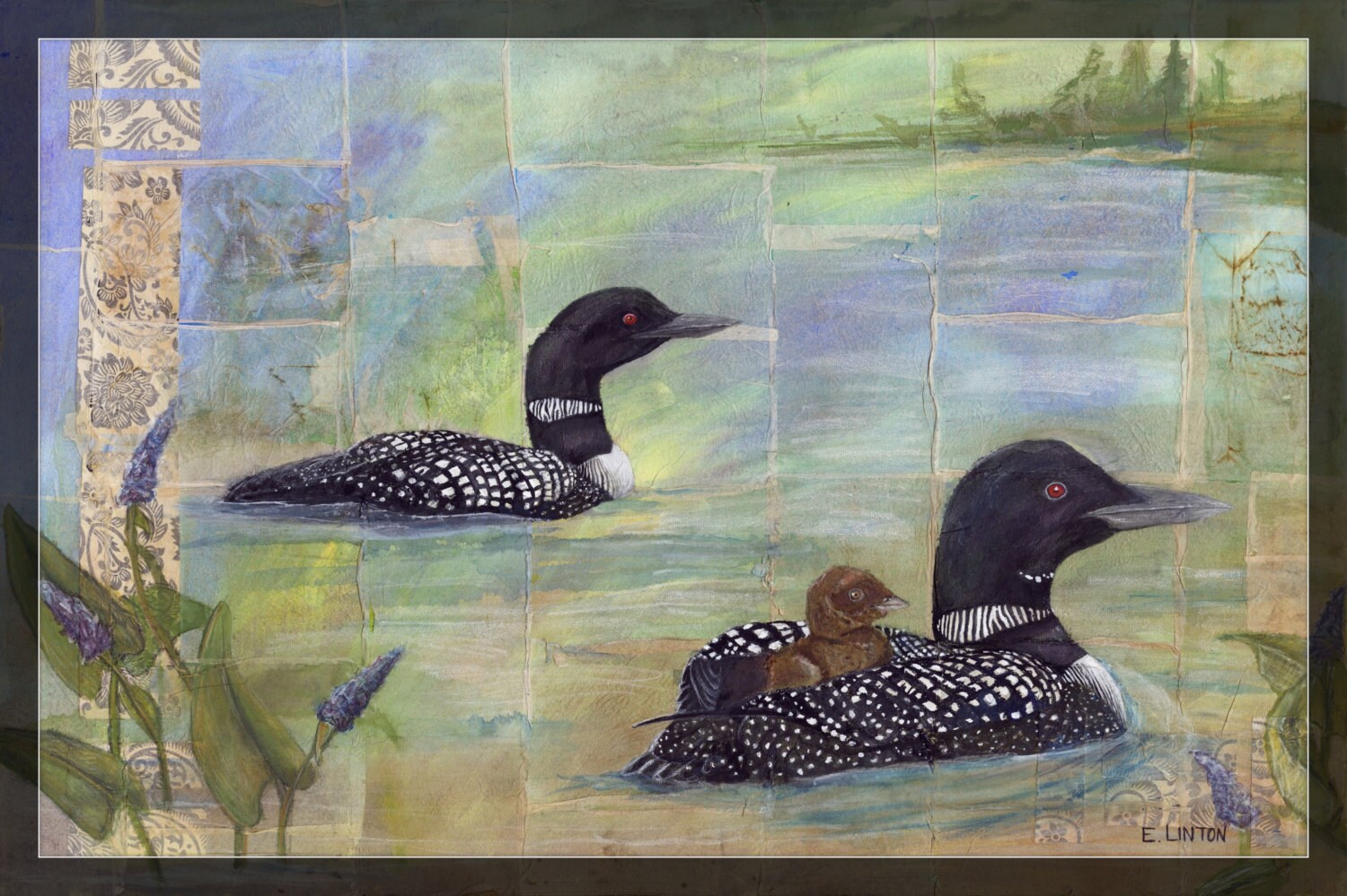 Common Loons Painting | Tea Bag Artwork | Wild Bird Décor | Animal Art ...