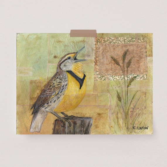 Western Meadowlark Painting Songbird Art Print Wildlife - Etsy