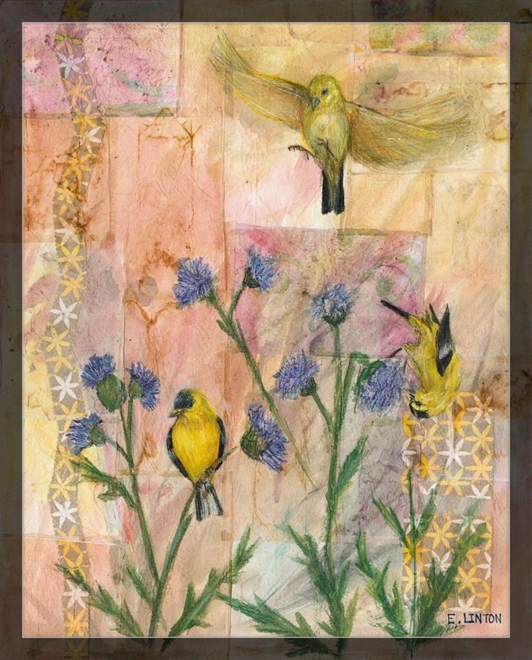 Goldfinch Painting Songbird Art Bird Art Print Bird - Etsy