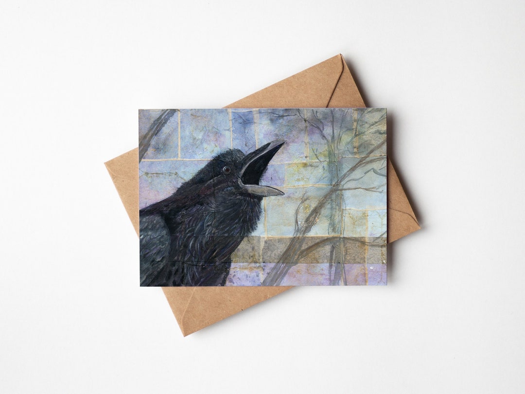 Raven Calling 5x7 Greeting Card | Blank on Inside | Card for Him or Her ...