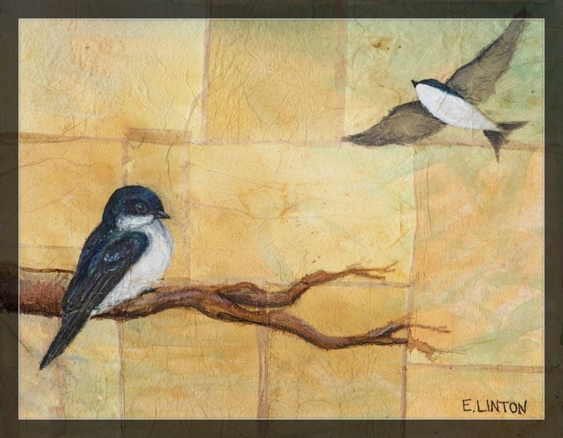 Tree Swallow Mixed Media Painting | Songbird Art | Bird Painting ...