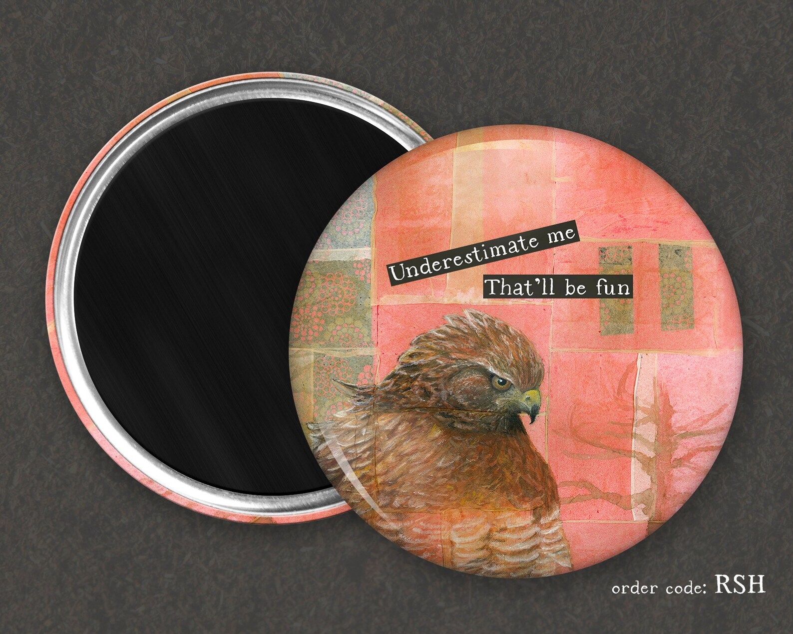 Hawk Sees Red I Funny Bird Magnet I Rude Bird Magnet L Button - Etsy