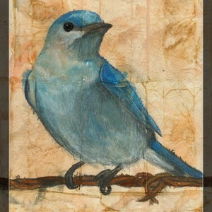 Mountain Bluebird Painting | Bluebird Art | Animal Art Print | Kitchen ...