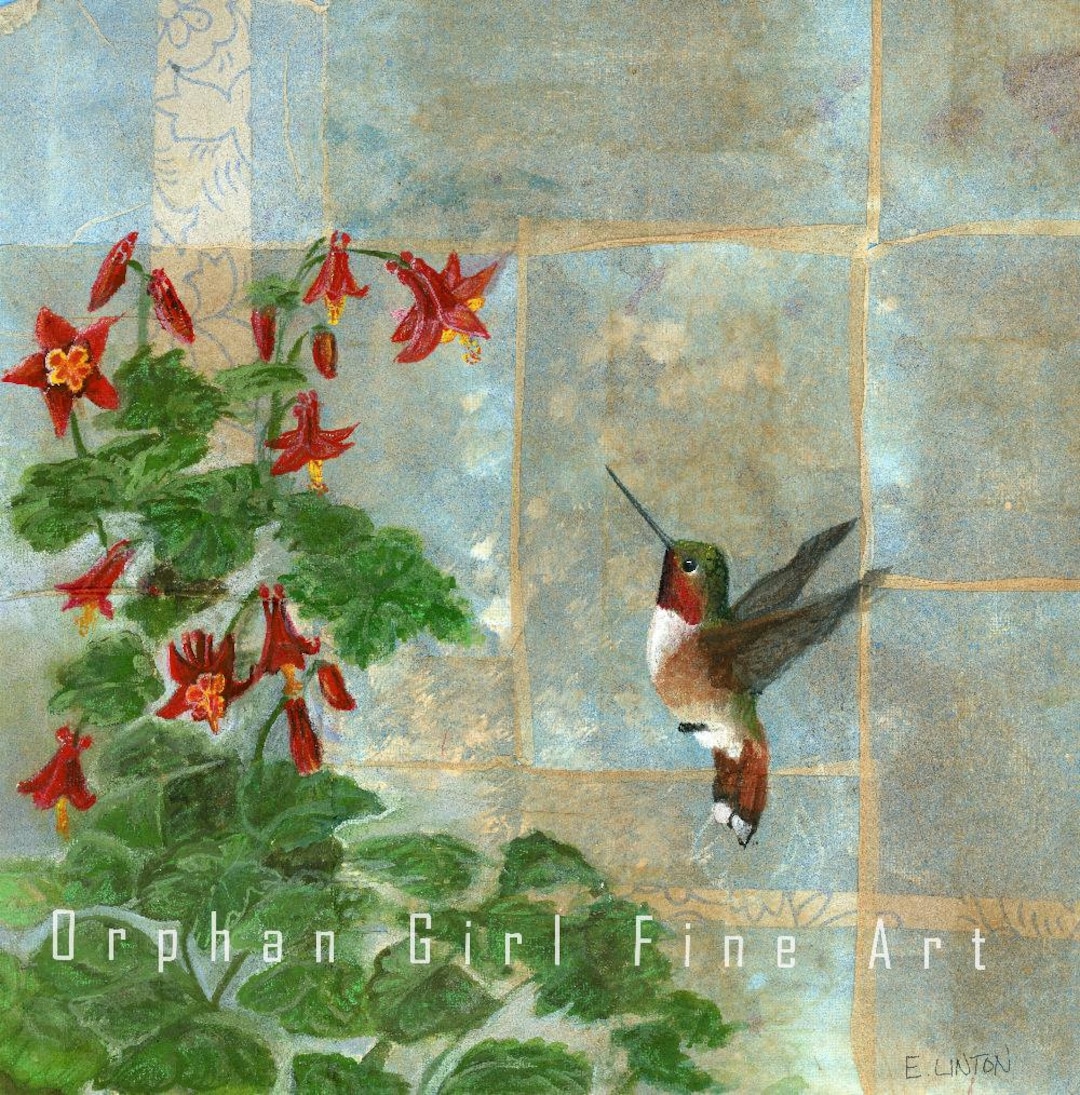 Hummingbird Art | Garden Bird Art | Hummingbird Painting | Bird ...