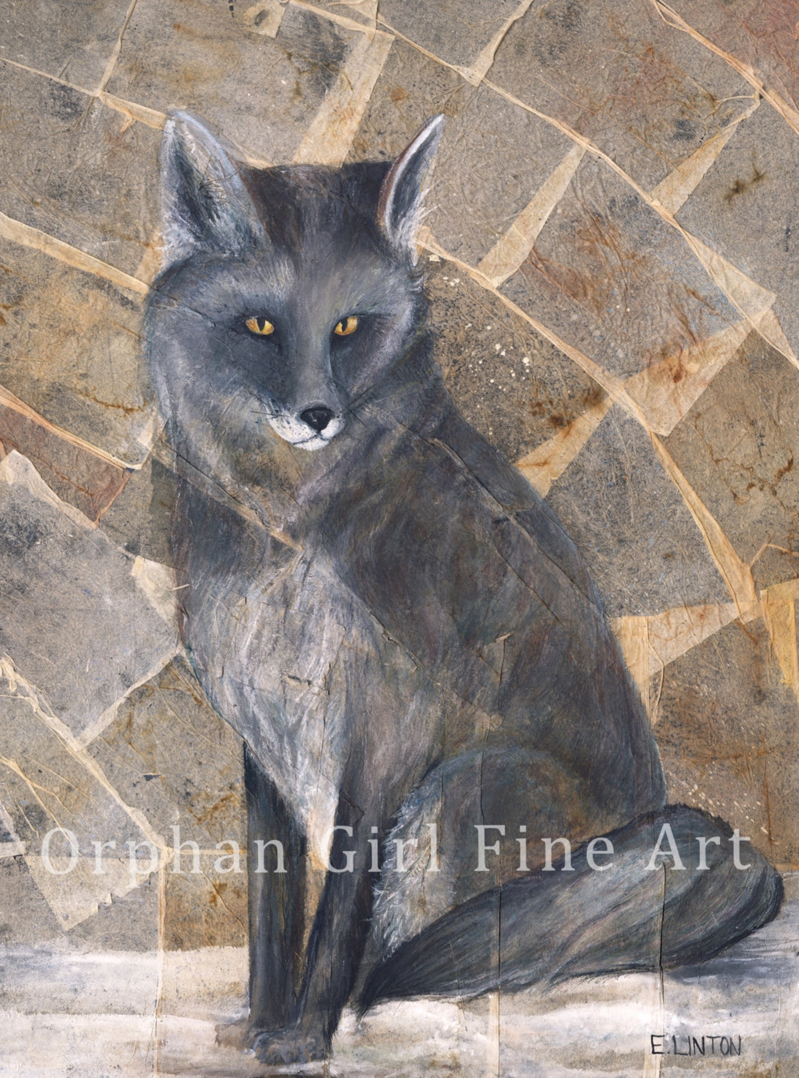 Gray Fox Painting Fox Art Print Fox Painting Vulpine Art - Etsy