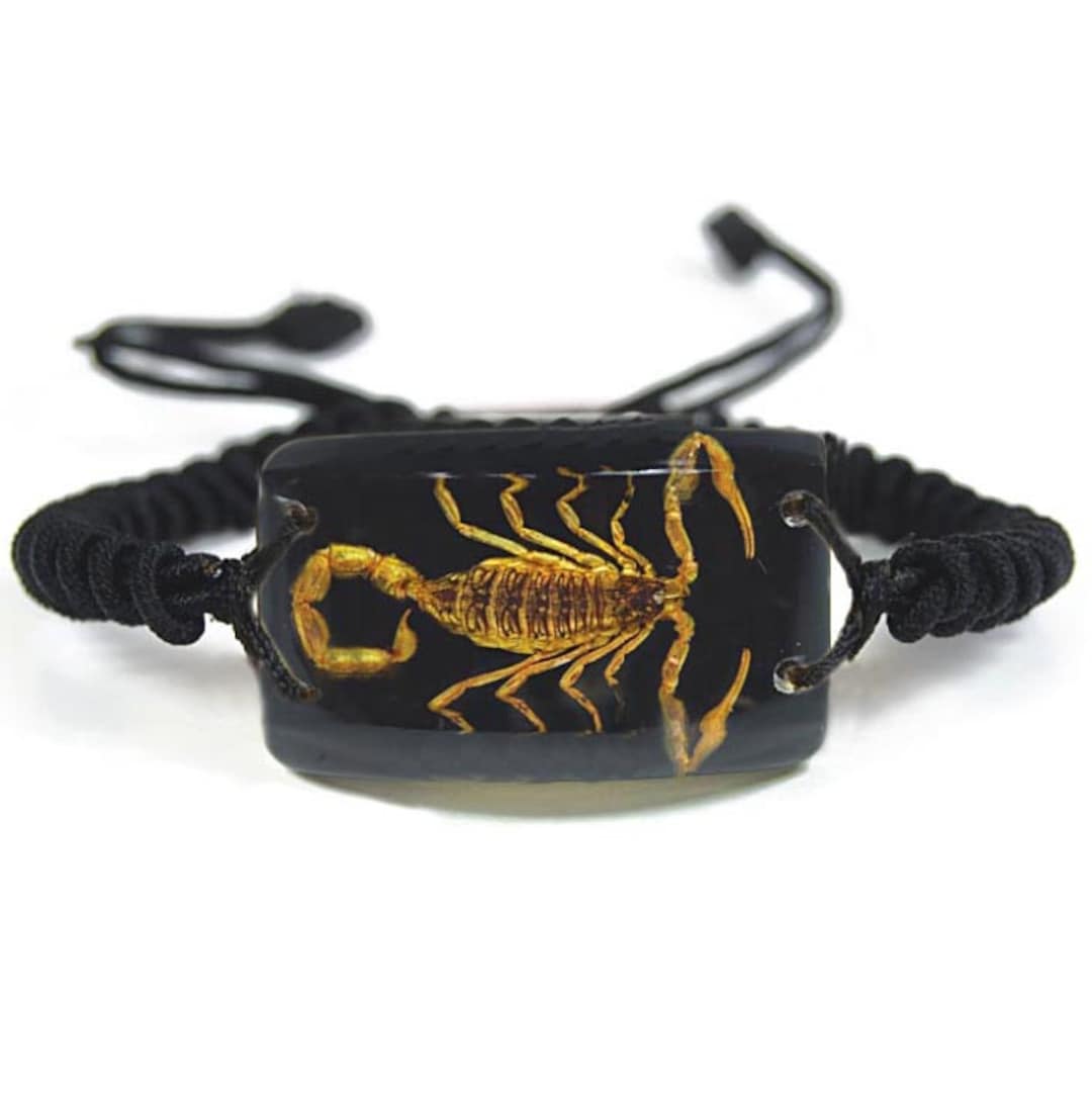 Scorpion Bracelet Black Gold Adjustable Band to Fit Any Person Any Age ...