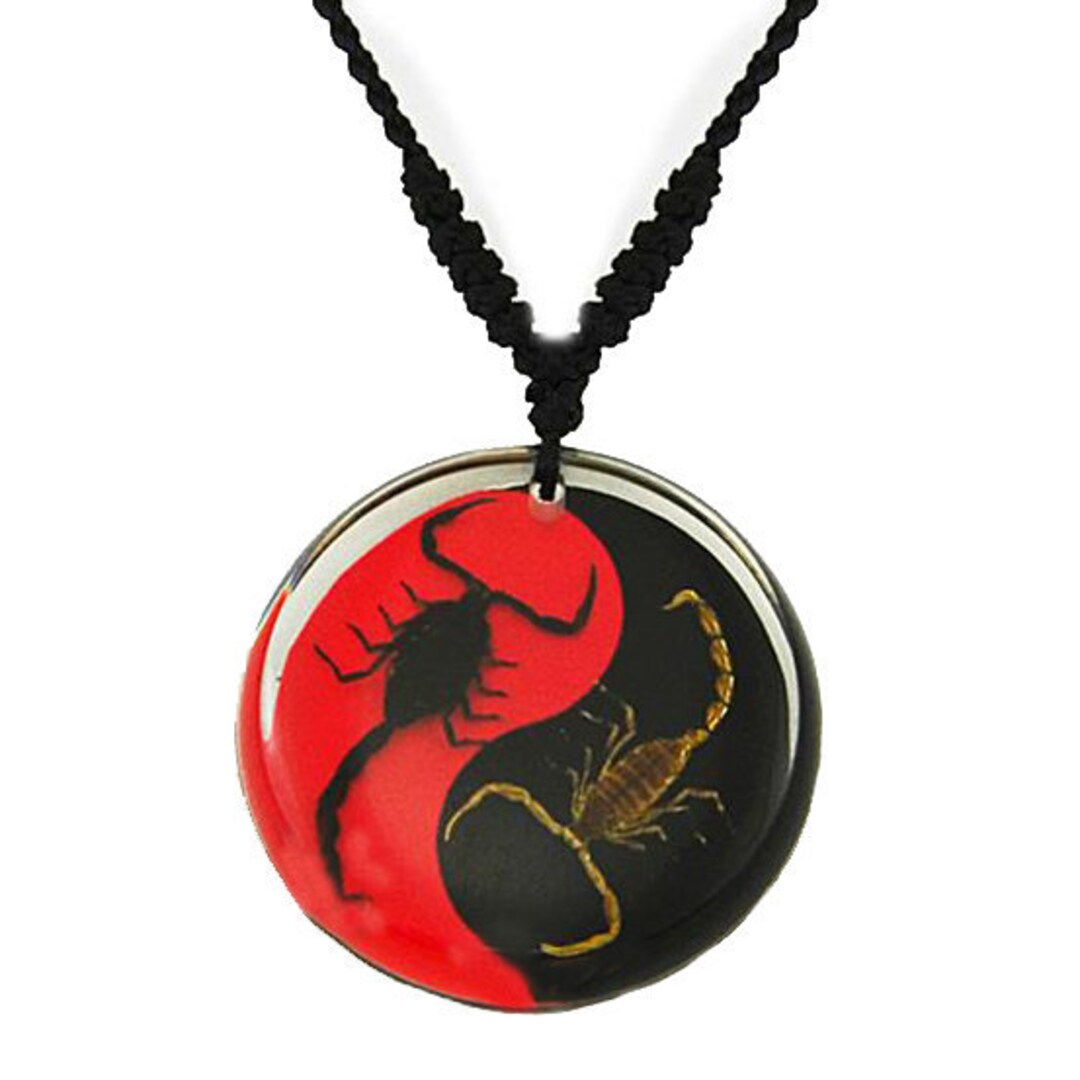 REAL Scorpion Necklace Red Black Yin Yang Adjustable Chain to Fit Any ...