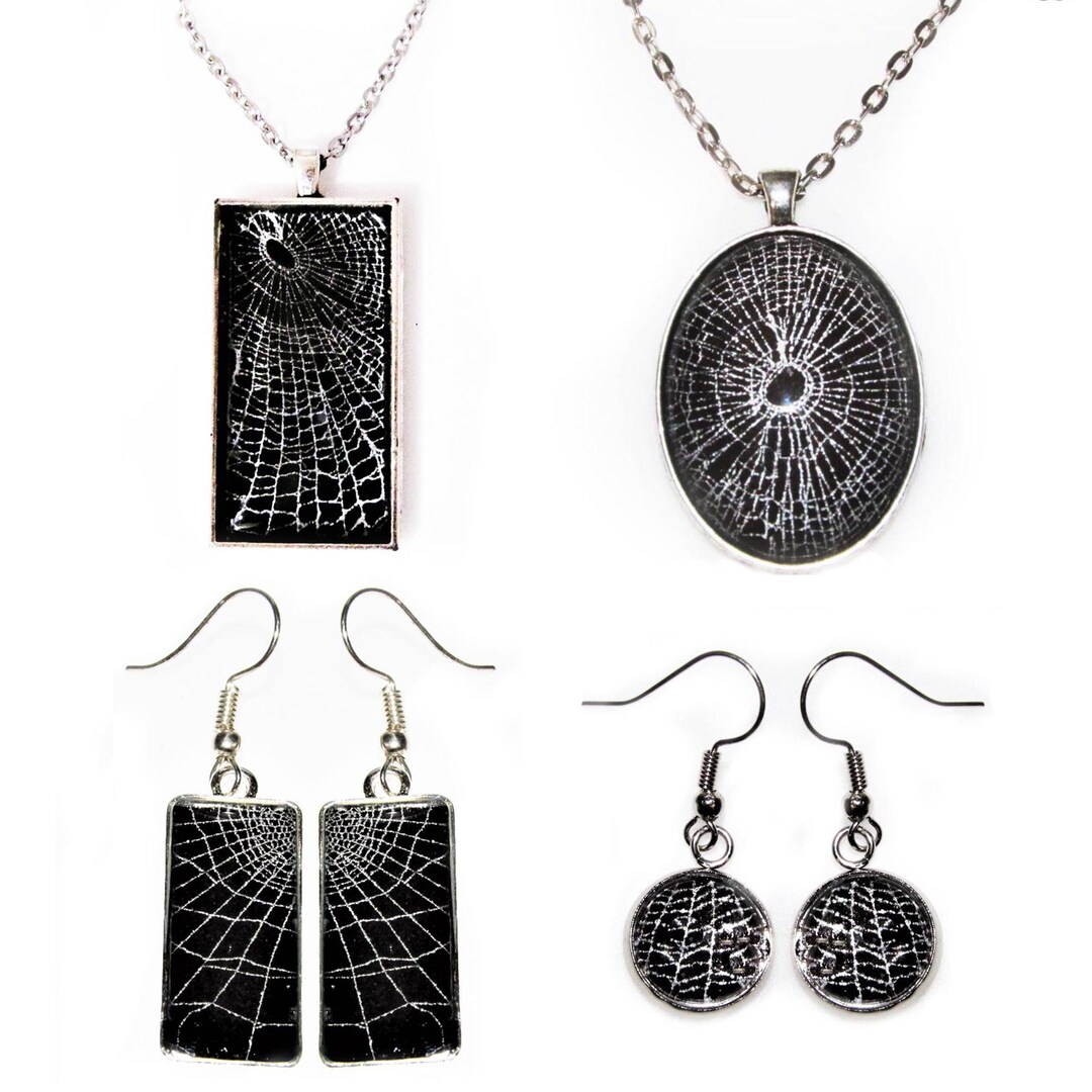 REAL Preserved Orb Weaver Spider Web Jewelry: Necklace, Earrings, Oval ...