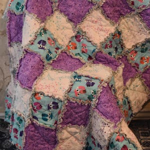 Fox Rag Quilt With Aqua and Purple With Matcing Lovey - Etsy