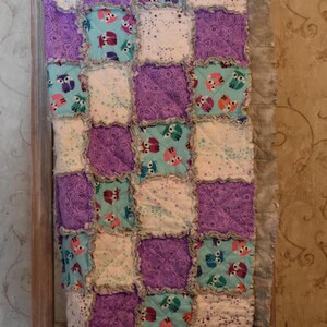 Fox Rag Quilt With Aqua and Purple With Matcing Lovey - Etsy