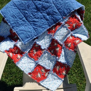 Blue Chevron and Monkey Rag Quilt 39 in by 39 In - Etsy